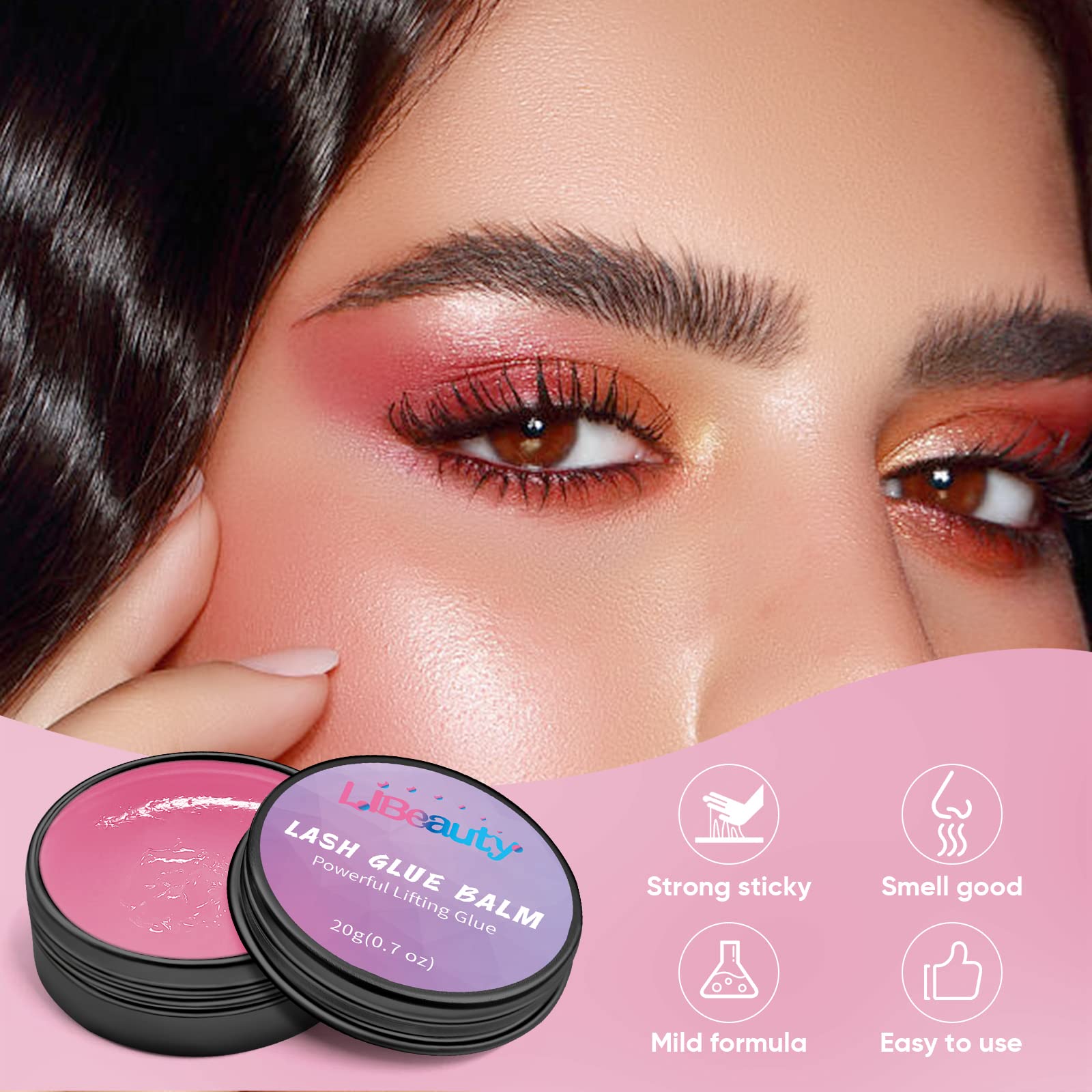 Libeauty Lash Glue Balm Lash Lift Adhesive 0.71Oz/20G Strong Sticky Fruit Flavor Eyelash & Eyebrow Perm Glue Balm for Long Lasting Individual Brow Lamination Gel