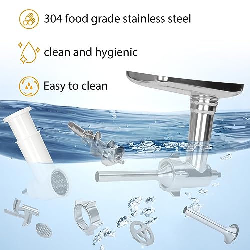 Meat Grinder Attachment Replacement for Kitchenaid Stand Mixers Meat Grinder, Meat Grinder Attachment For Grinder Attachment, Meat Grinder&Slicer Attachment with3 Sausage Tubes