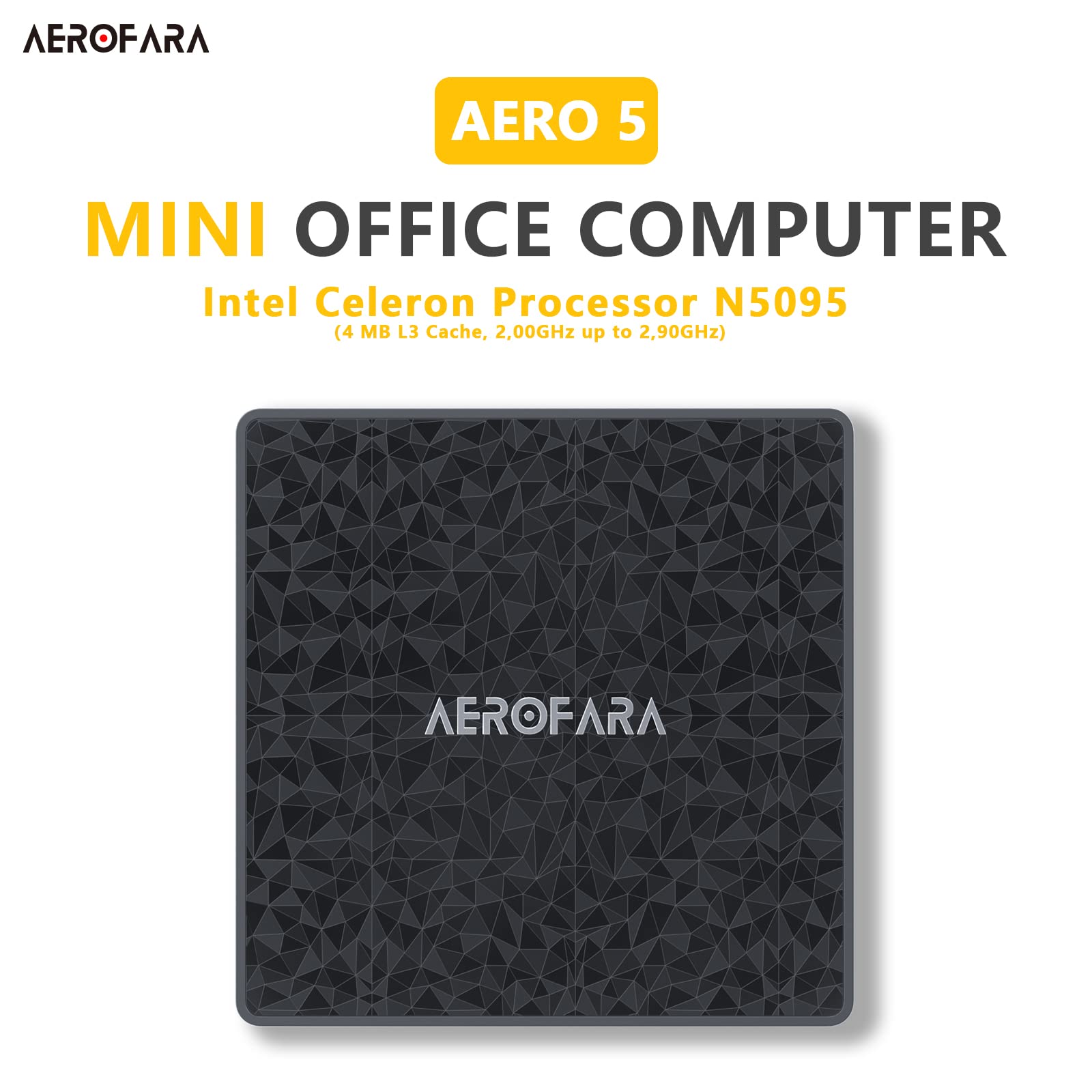Mini PC Windows 11 Pro AERO 5 16GB RAM/512GB SSD Small Desktop Computer Intel Celeron N5095 Processor Quad Core Micro Computer Supports 4K HDMI,VGA,Microphone,Audio,SD Card,USB 3.0