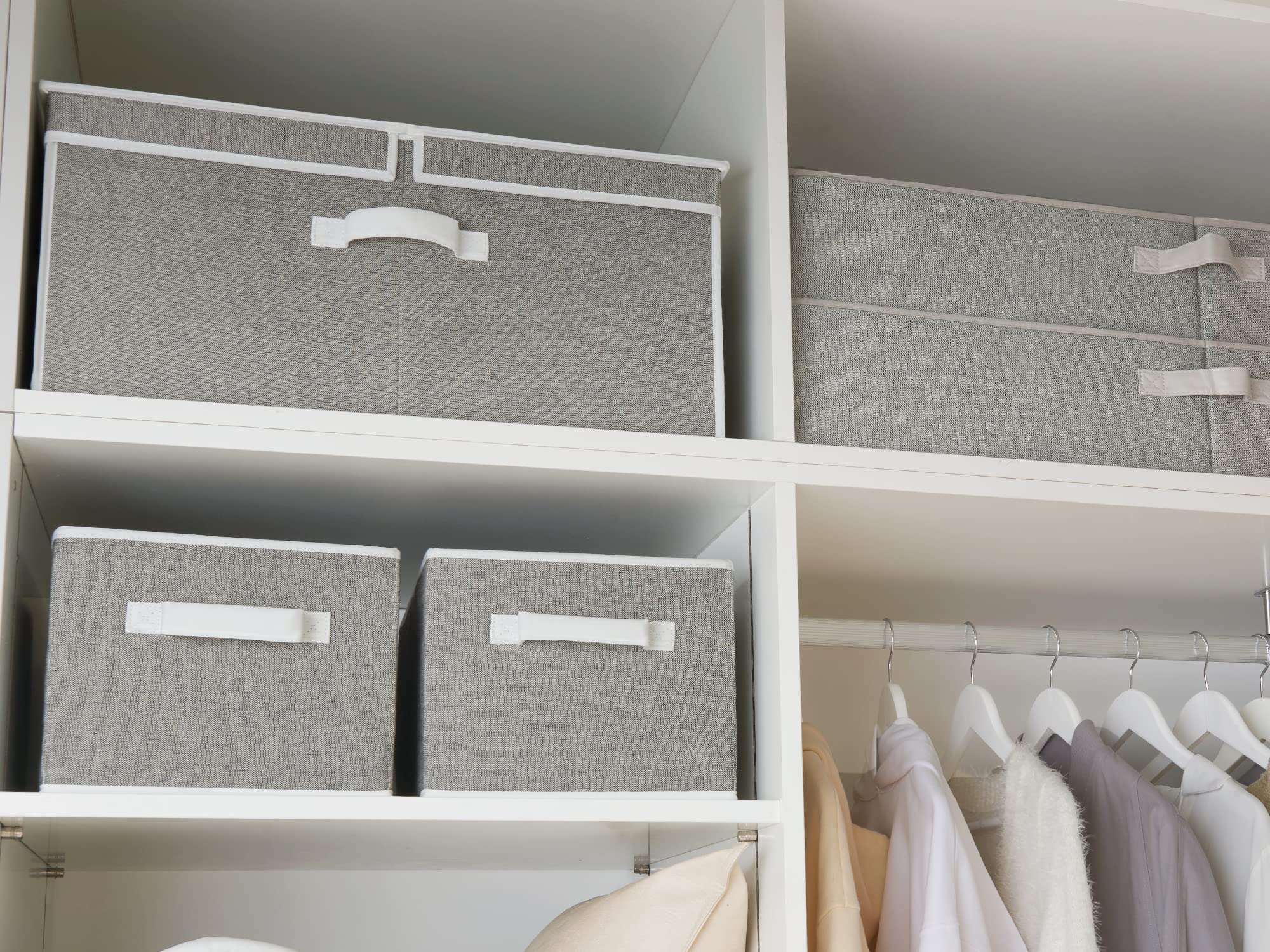 StorageWorks Extra Large Clothes Storage Bins, 55L Fabric Storage Baskets with Double-Open Lid and Divider Board, Closet Storage Organizers with Handles, Mixing of Brown & Beige, 1-Pack