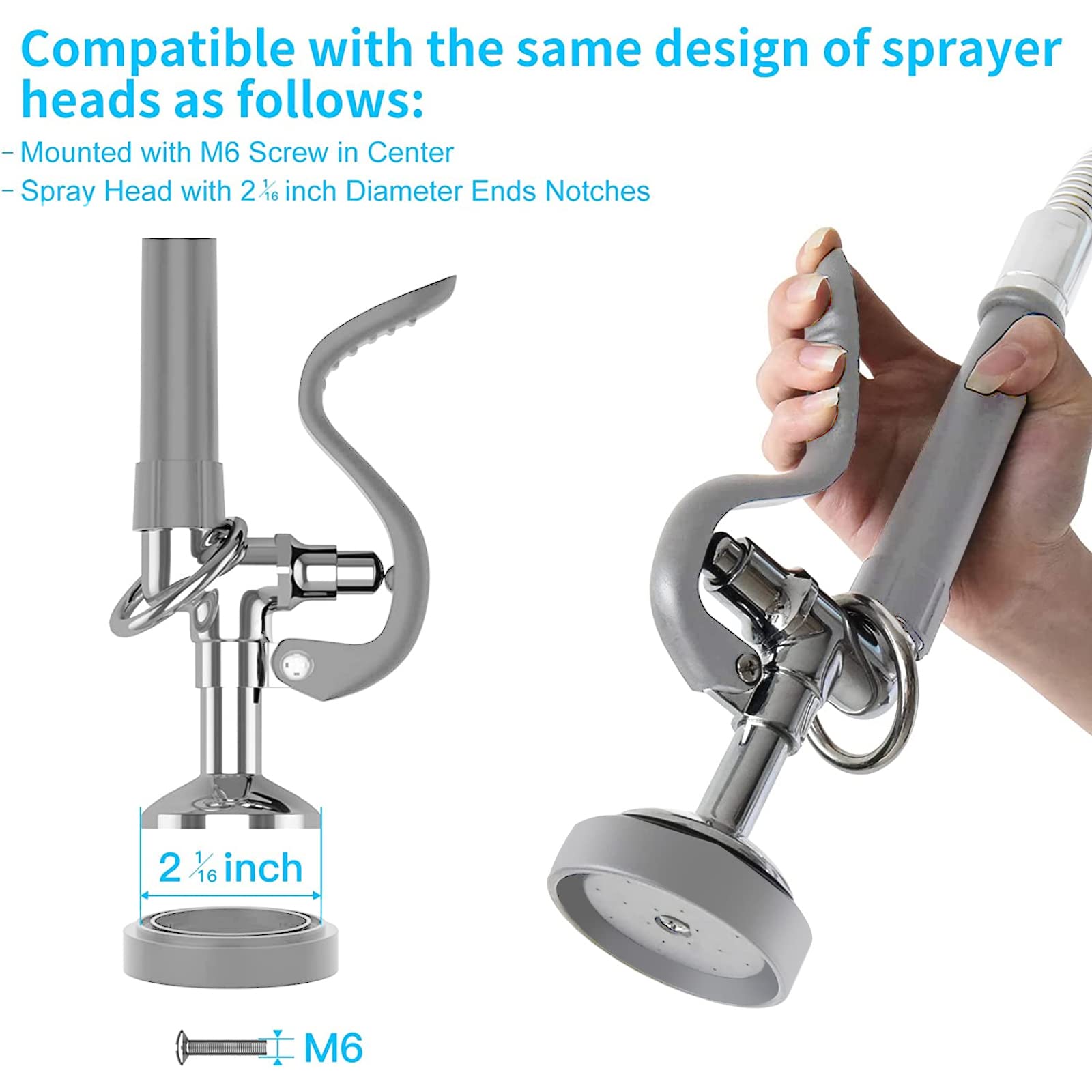 JZBRAIN Commercial Rinse Unit Sprayer Valve Repair Kit 1.42 GPM High Pressure Spray Face Bumper and Screw Replacement Part for Commercial Kitchen Sprayer Head - Grey
