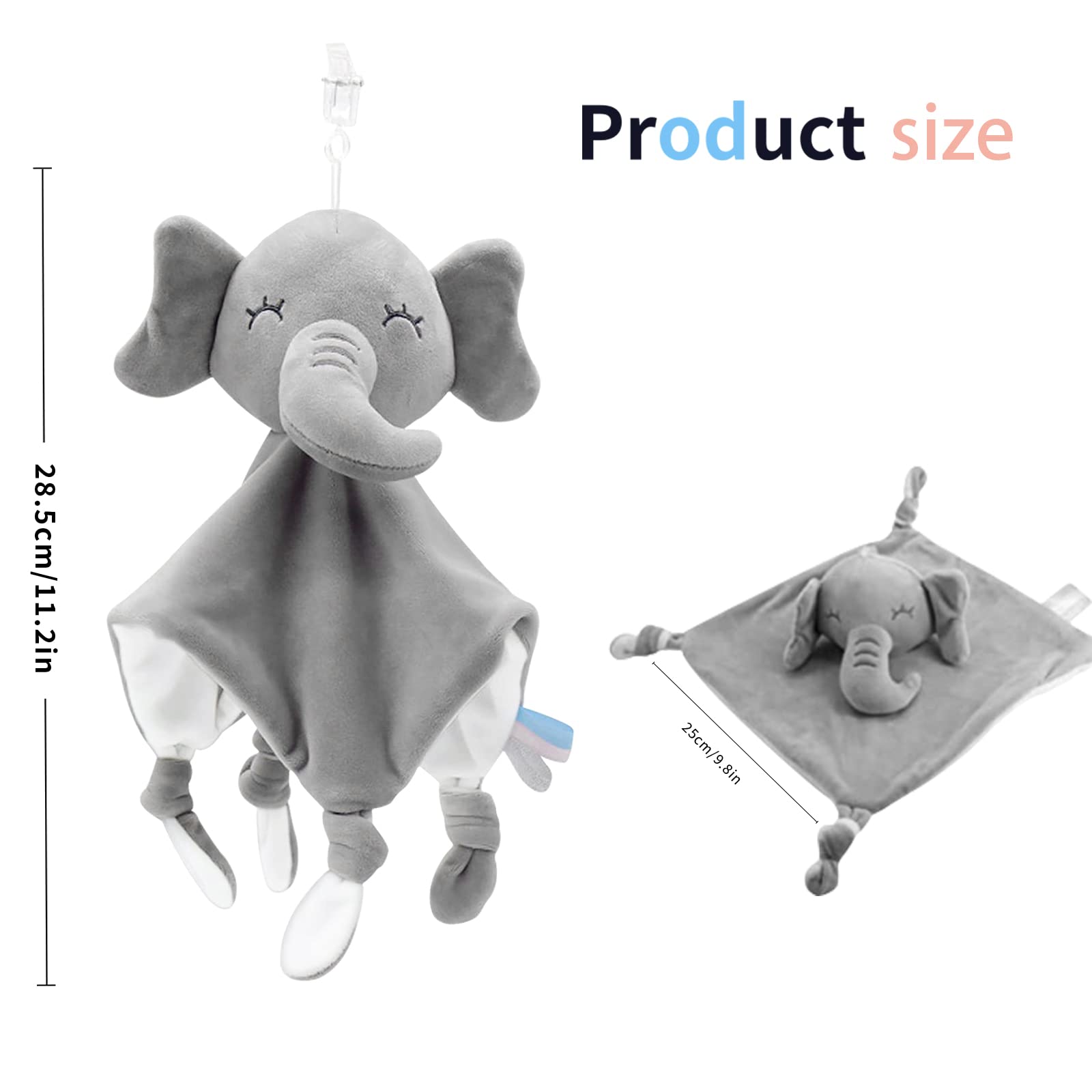 LEBOCADO Baby Security Blanket Soft Minky Dot Fabric Lovey Blanket with Lovely Animal Pattern Backing, Stuffed Plush Cuddle Newborn Blankie (Soothing Towel - Elephant)…
