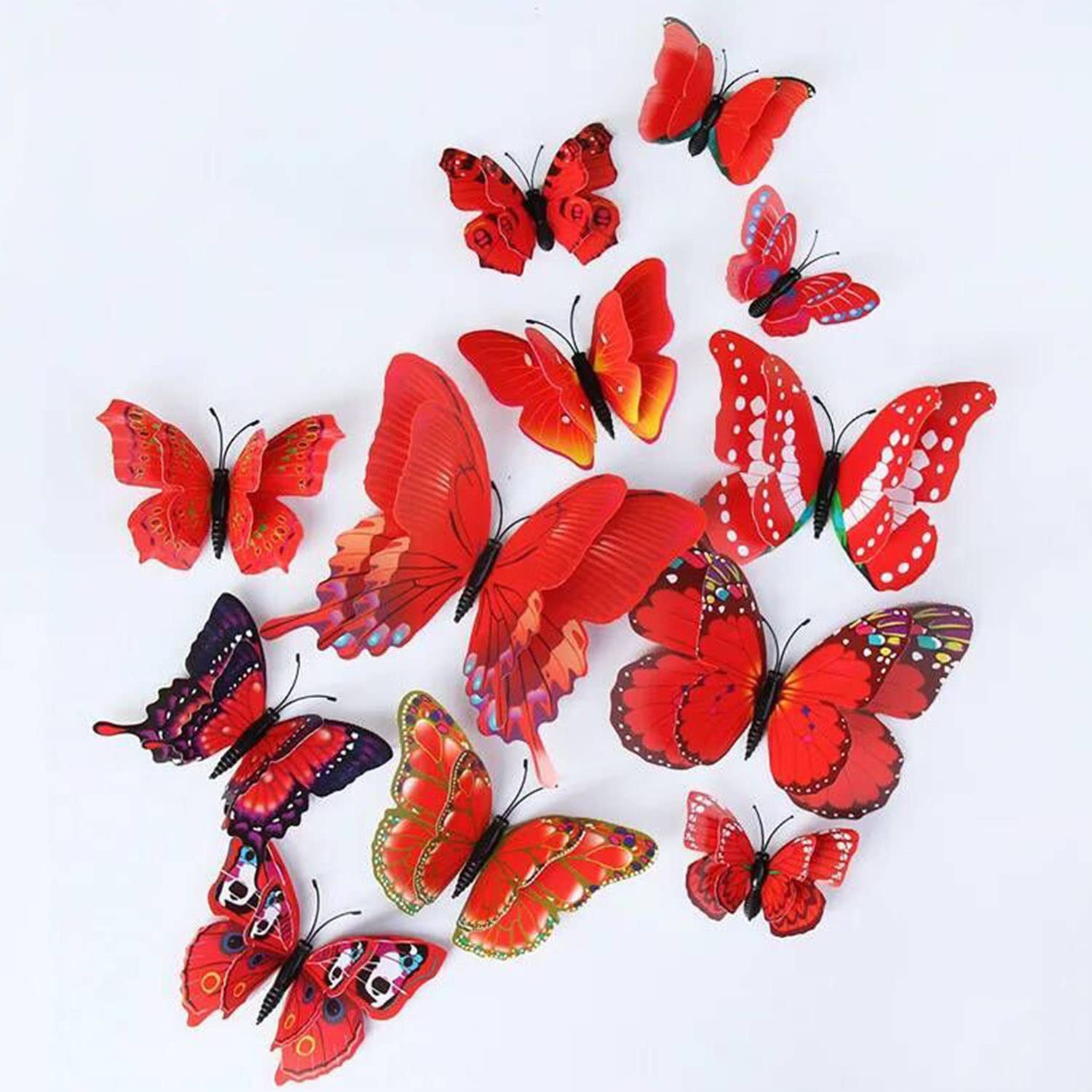 LECUNE Butterfly Wall Decor, 24/48Pcs Butterfly Wall Decals, 3D Butterflies Stickers for Party Decorations with Magnets