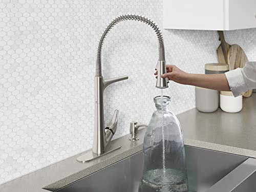 KOHLER R27459-SD-VS Lilyfield Commercial Style Pre-Rinse Single-Handle Semi-Professional Kitchen Sink Faucet, Vibrant Stainless