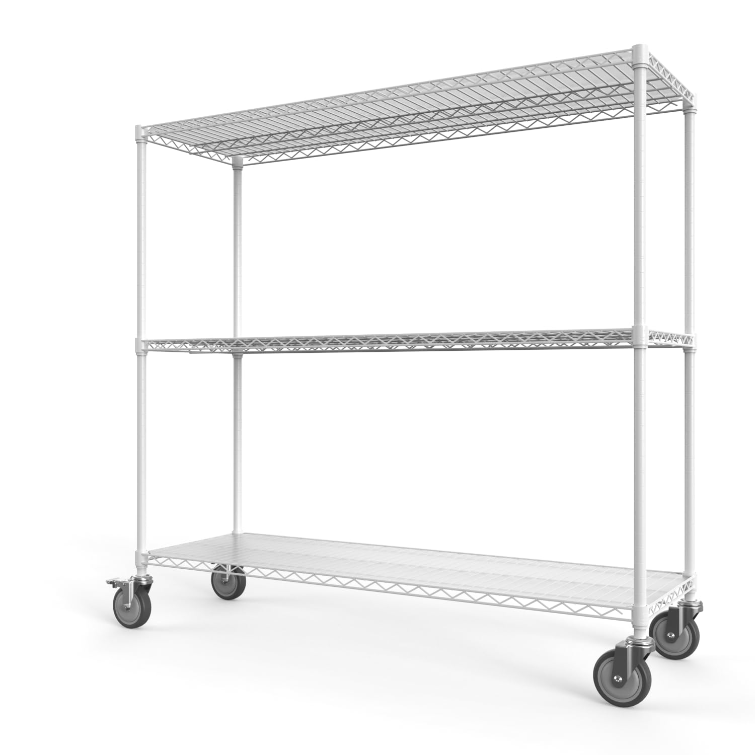Metal Shelf Wire Shelving Unit, 3 Tier 3000lbs NSF 18"D x 48"L x 54"H Heavy Duty Adjustable Wire Rack with 5in Wheels and Shelf Liners for Garage Kitchen Office Garage Utility Storage Rack - Black