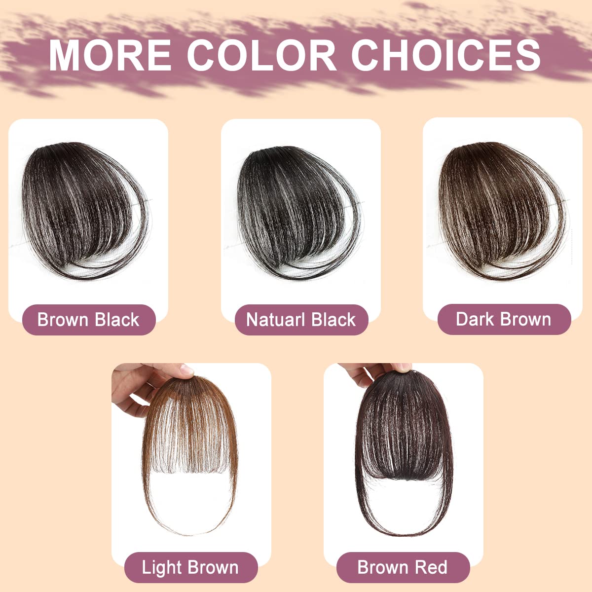 NEHAJUNXI Bangs Hair Clip in bangs 100% Human Hair Extensions Dark Brown Wispy Bangs Clip on Bangs for Women Fringe with Temples Hairpieces Curved Bangs for Daily Wear (Wispy Bangs, Dark Brown)