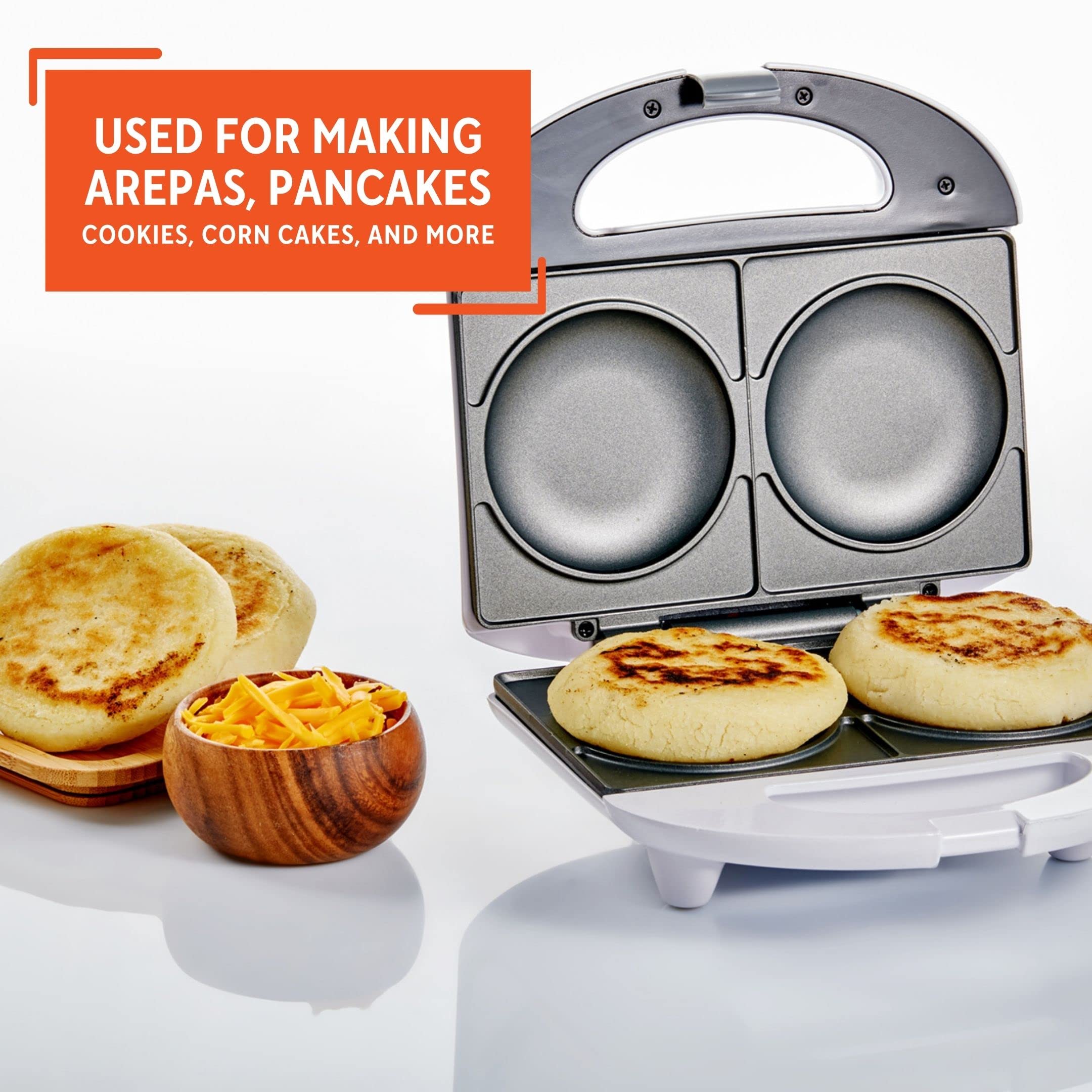IMUSA GAU-80345 2-Slot Electric Nonstick Arepa Maker (760 W), White