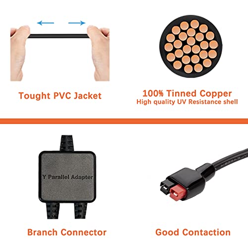 KarlKers Anderson Y Splitter High Power Pole Port Connector Combiner Cable with Reverse Current Protection Charge Portable Power Station Compatible with Goal Zero Jackery Anderson Powerpole Connector