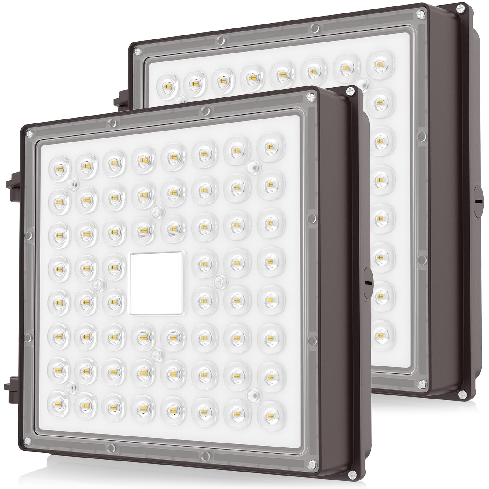 Pvilub LED Canopy Lights 100W: 15000LM Canopy LED Lights Outdoor ETL Listed - 2Packs 10.4"x10.4" Square LED Canopy Lights for Gas Station Garage Shop Barn Porch Carport