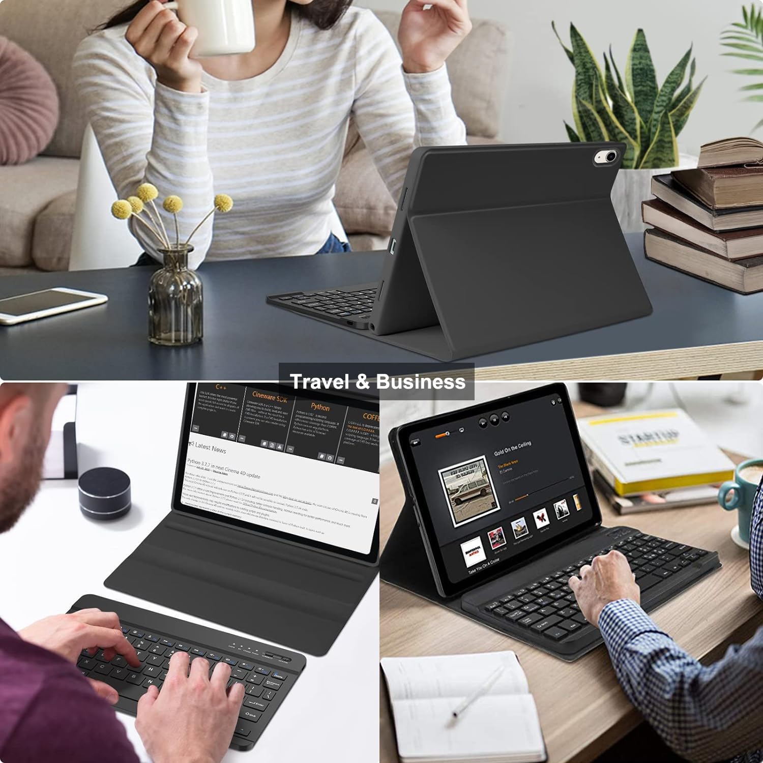 Nanhent Keyboard Case for iPad 10th Generation (10.9-inch 2022), Magnetically Detachable Wireless Keyboard, Premium Protective Cover with Pencil Holder & Tempered Glass Screen Protector (Black)