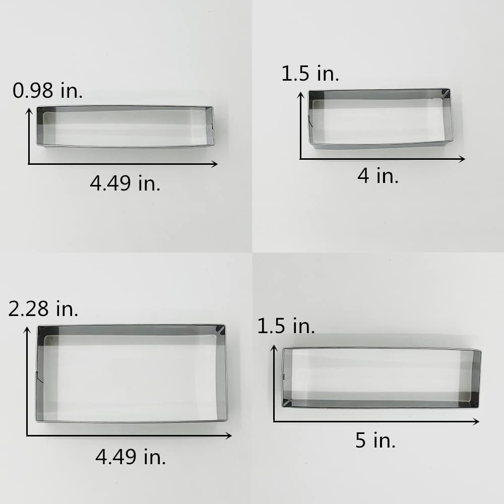 LILIAO Rectangle Scalloped Edge Cookie Cutter Set, Stainless Steel (Rectangle and Scalloped Edge 8-Piece Set)