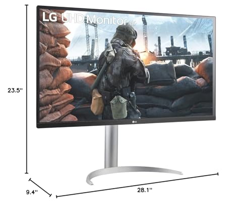 LG 32UP550N-W 32 inch UHD HDR Monitor with USB Type-C Bundle with 2X 6FT Universal 4K HDMI 2.0 Cable, Universal Screen Cleaner and 6-Outlet Surge Adapter
