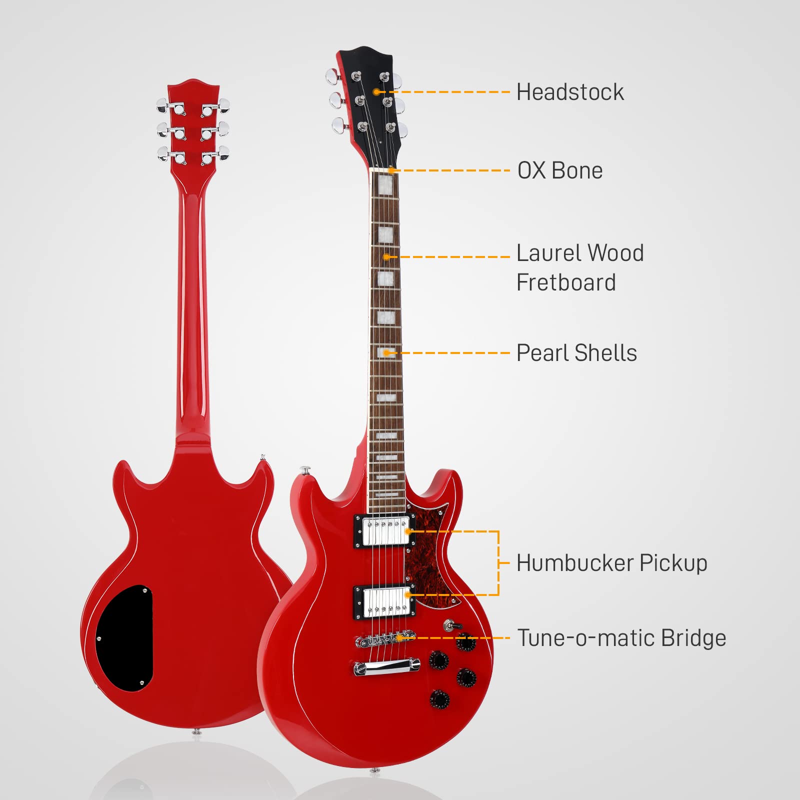 Ktaxon 39" Solid-Body Electric Guitar, 6 String Full Size GIZ102 H-H Pickups Jazz Electric Guitars Kit for Beginner Starter with Gig Bag, Cable, Shoulder Strap, Plectrum (Red)