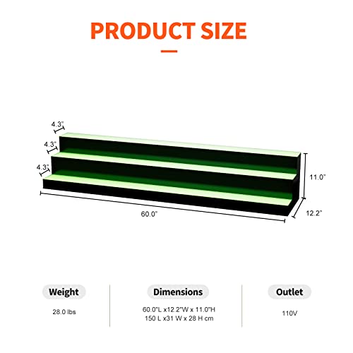 Oarlike LED Liquor Bottle Display Shelf 60 in 3 Step Acrylic Lighted Bar Shelf with RF Remote Controller for Home Commercial Bar Countertop Display Stand