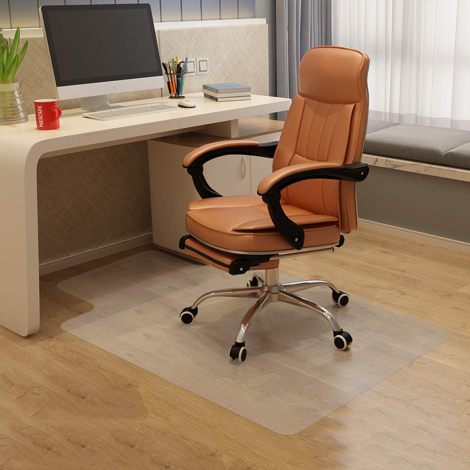HOMEK Office Chair Mat for Hardwood Floor, 48βx 36β Clear Floor Protector Mat for Office Chair, Vinyl Desk Chair Mat for Hard Floors, Easy Glide for Chairs