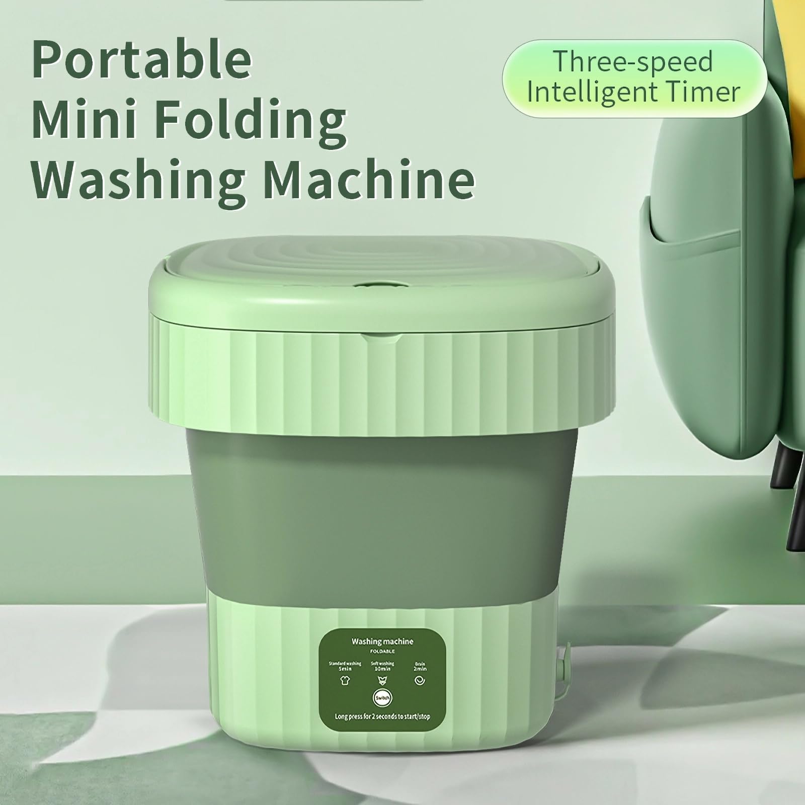 Portable Washing Machine, 10L Upgraded Foldable Mini Washer with 3 Intelligent Cleaning Modes, Folding Cloth Cleaner for Travel,Camping,Dorm,Socks,Underwear