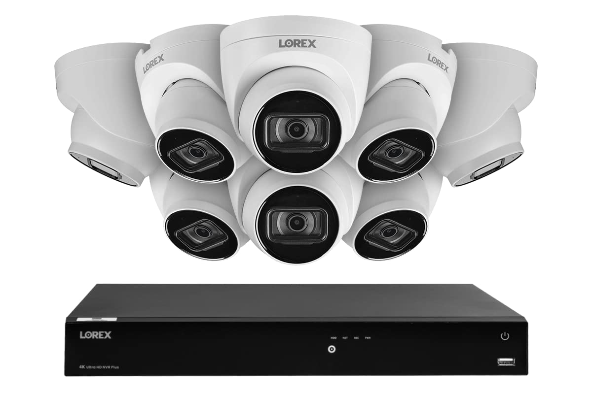 Lorex Fusion 4K Security Camera System w/ 3TB NVR - 16 Channel PoE Wired Home Security System w/ 8 Metal Dome Cameras - Color Night Vision, Audio Recording, Long-Range IR, Weatherproof Surveillance