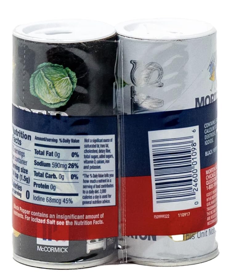 Morton's 4 oz. Salt and Mccormick 1.25 oz. Pepper Shakers 2 Bundles