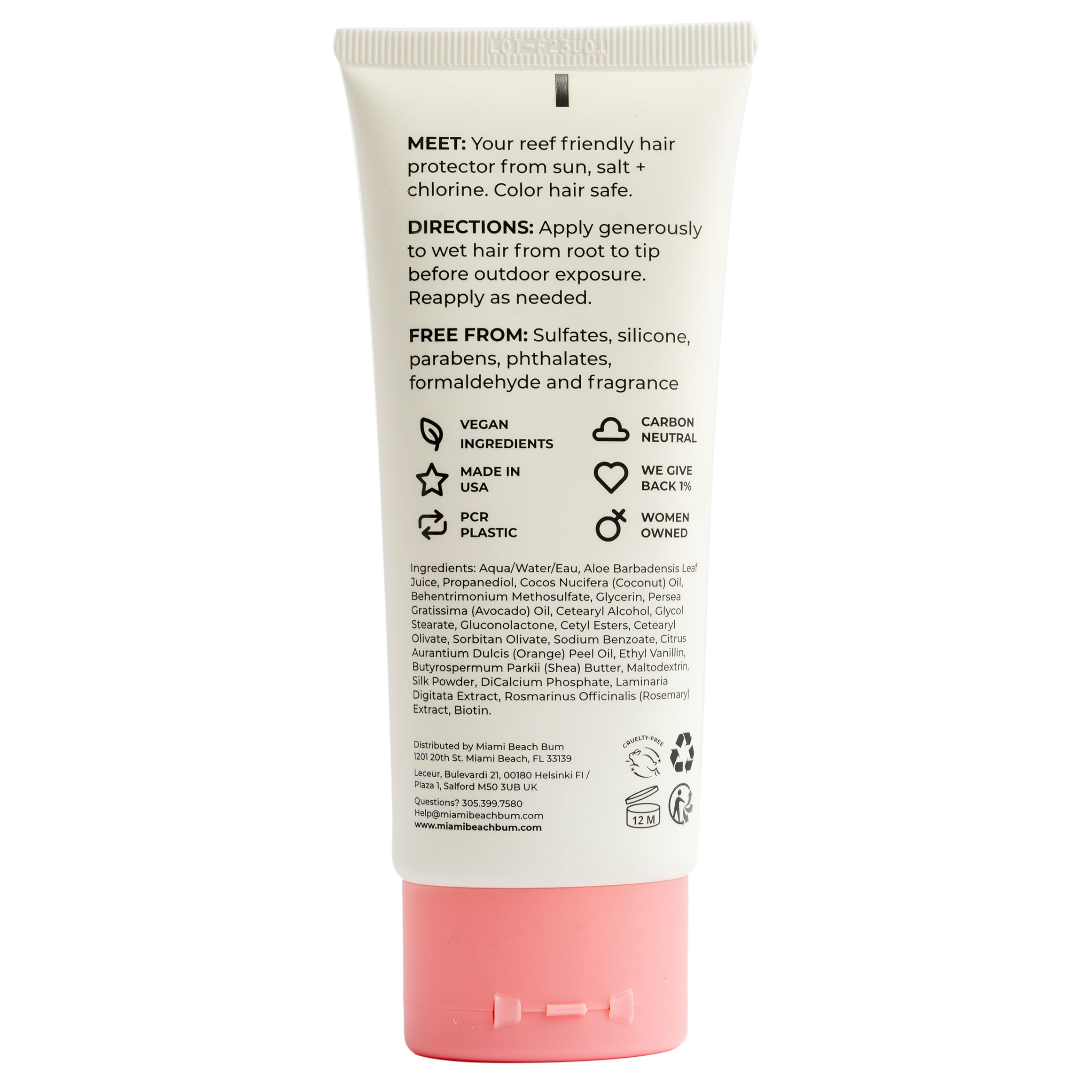 Miami Beach Bum Hair Shield, Leave-in Conditioner, Reef-Safe, Paraben and Sulfate-free - 3.4oz