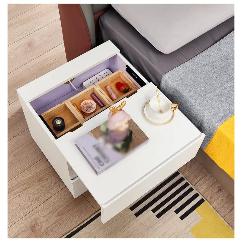 N/A Table Chevet Bois Massif Meuble Rangement Pour Chambre Coucher Hôtel Table