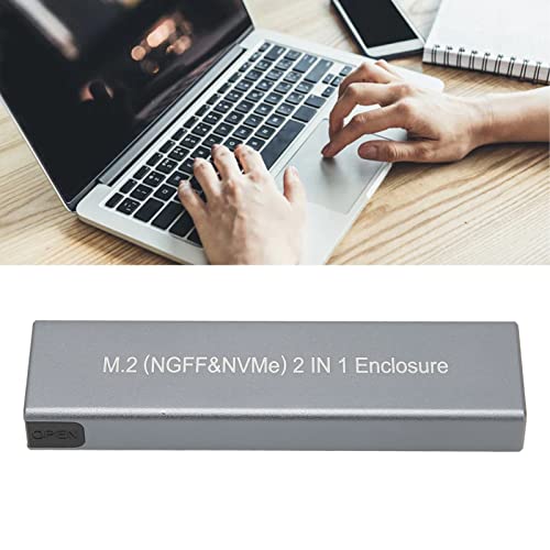 M.2 NVME SSD Enclosure, Dual Protocol High Speed Nvme Pcie M.2 Enclosure Heat Dissipation Aluminum Alloy Shell for 2230 2242 2260 2280