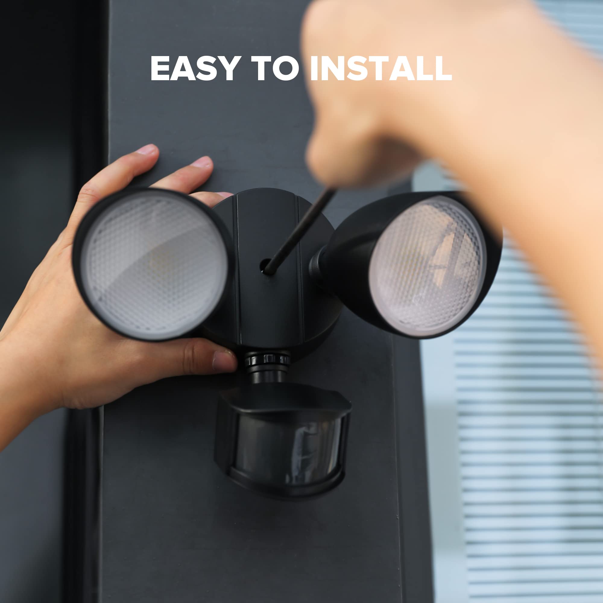 LUTEC 32W 2500 Lumen LED Security Lights Motion Sensor Light Outdoor, 5000K Daylight, IP54 Waterproof, Dusk to Dawn, Motion Detector Flood Light for Garage, Yard, Porch-Black