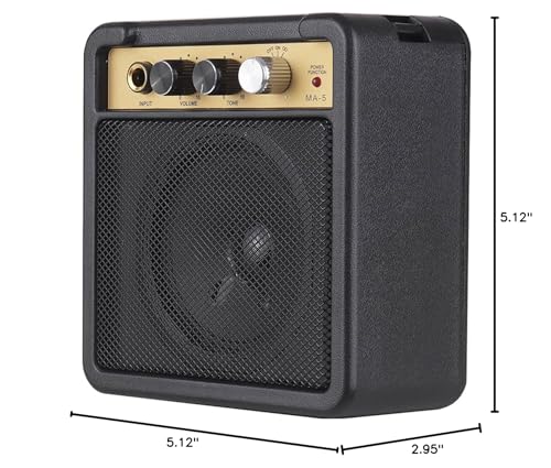 LILYRIN Mini Guitar Amplifier Amp Speaker 5W with 6.35mm Input 1/4 Inch Headphone Output Supports Volume Tone Adjustment