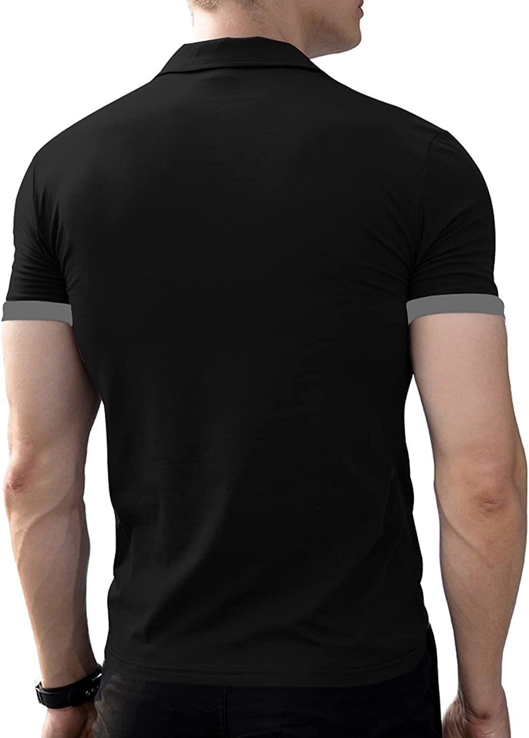 kuboyee Mens Slim Fit Polo Shirt Short Sleeve Casual Cotton Golf T-Shirt with Pocket Basic Solid Color Summer Tops,Orange,Large