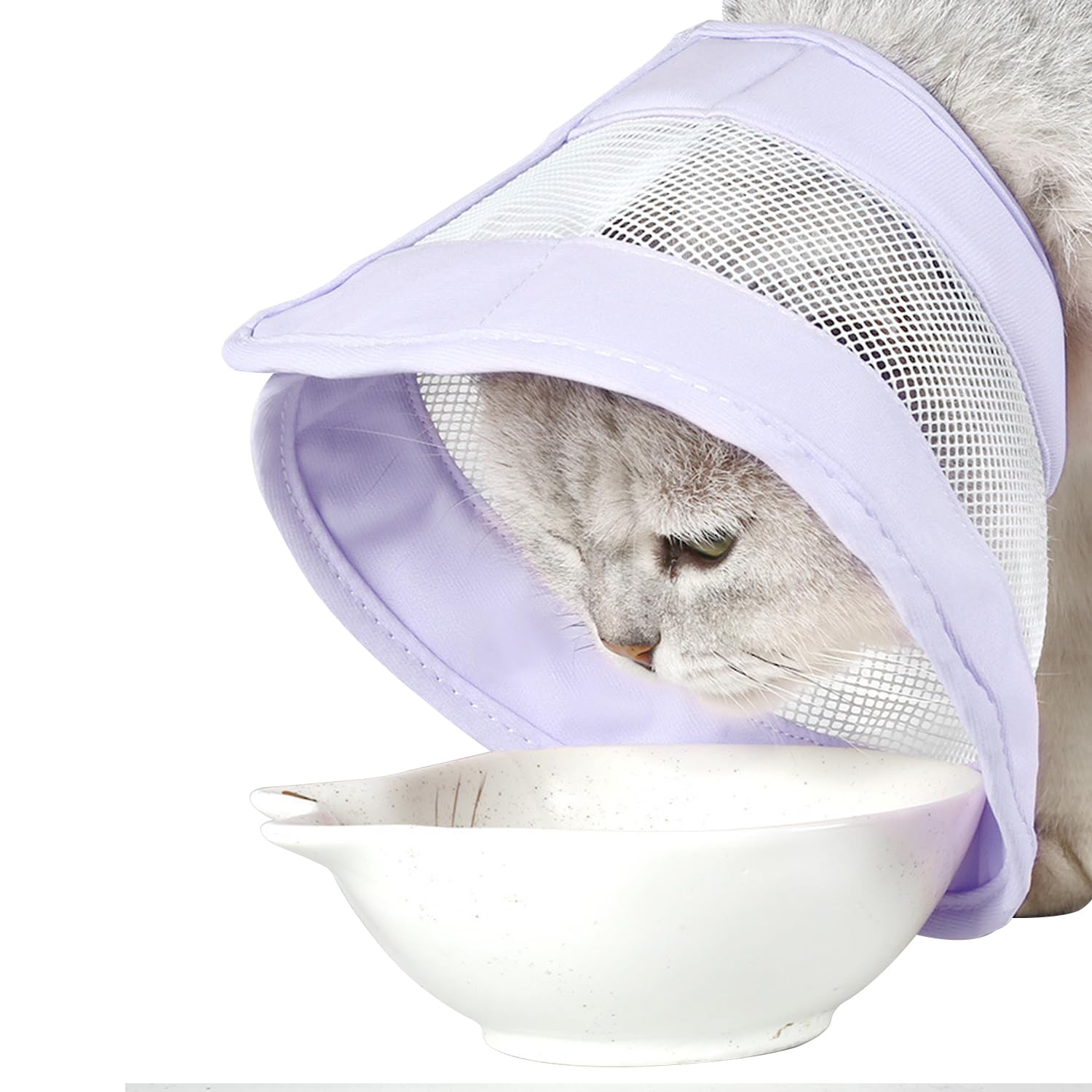 QIYADIN Soft Cat Cone, Adjustable Cat Recovery Collar After Surgery, Breathable E-Collar for Cats and Dogs, Pet Elizabethan Collar to Stop Licking and Scratching Wounds