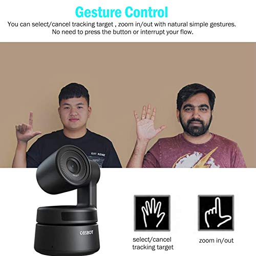 OBSBOT Tiny PTZ Webcam, AI-Powered Framing & Autofocus, Full HD 1080p Webcam with Auto-Exposure Zoom Power Gesture Selfie Video Camera for Online Class/Meeting Live and Streaming