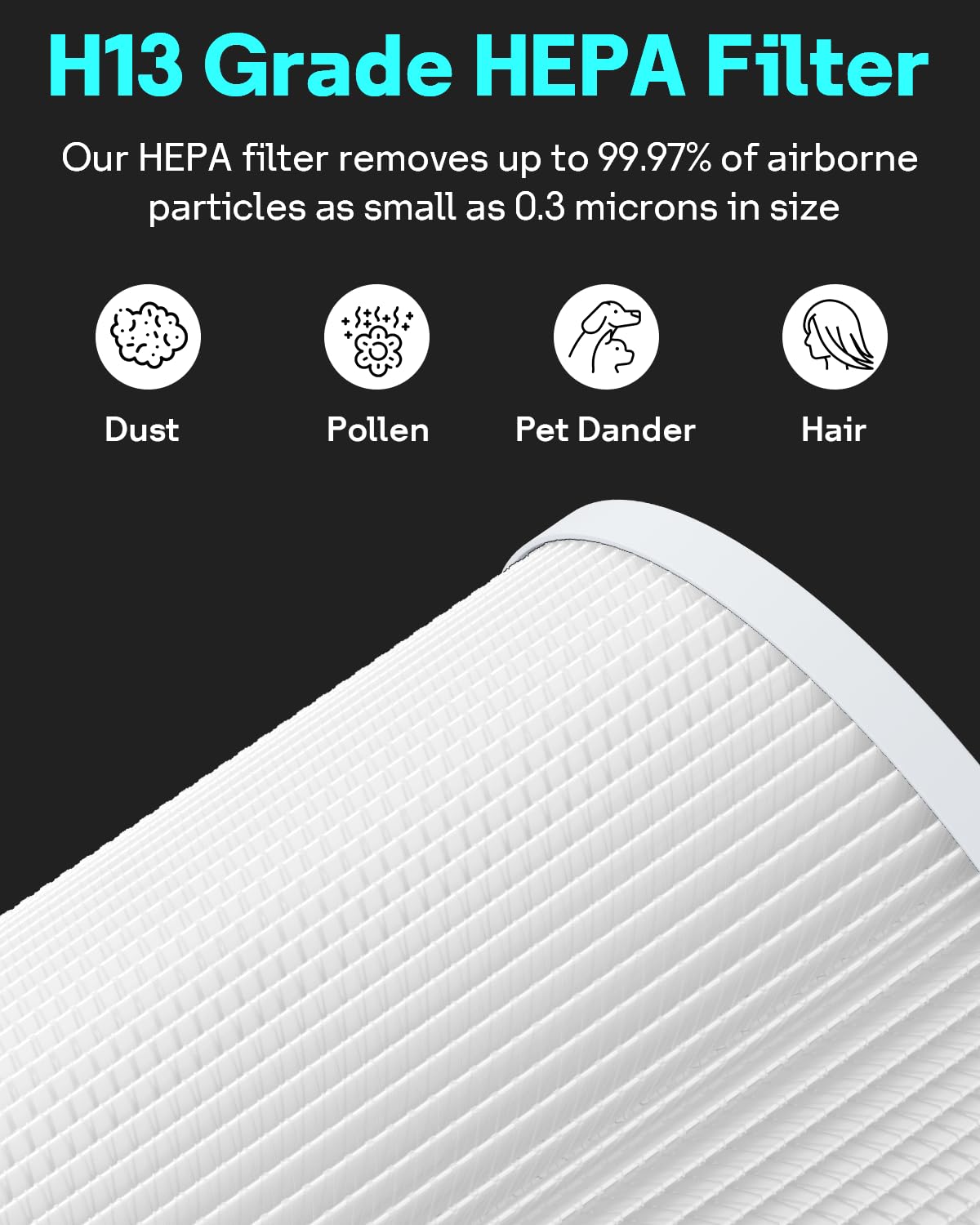 Leemone H-HF400-VP True HEPA Filter Replacement Kit with H-PF400 Pre-Filter Compatible with Hunter HP400 Air Puri-fier Series (2 HEPA Filter & 8 Pre-Filters)