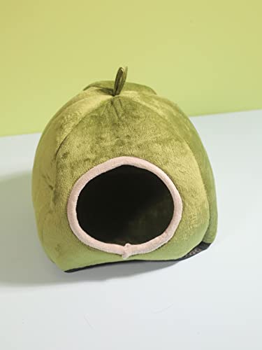 QWINEE Pet Portable Fruit House Hut Cozy Warm Sleeping Bed Hanging Nest Accessories for Hamster Guinea Pig Hedgehog Chinchilla Hamster and Small Animals Green One Size