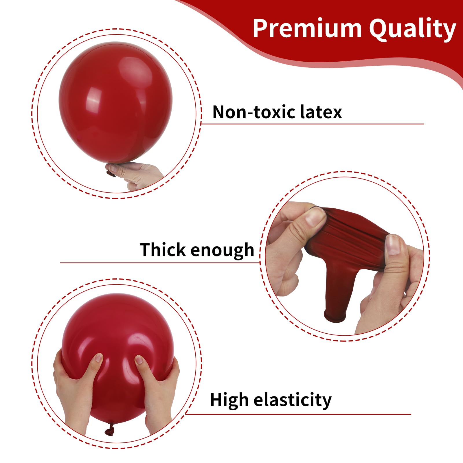 RUBFAC Ruby Red Balloons Different Sizes 105pcs 5/10/12/18 Inch Dark Red Christmas Balloon Garland Kit for Wedding Valentine's Day Birthday Party Supplies Bridal Shower Decorations