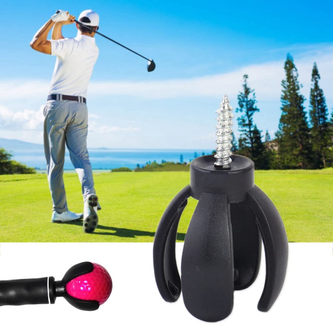 MDYNI 6 Pieces Golf Ball Retriever 4-Prong Pick Up Steel Saver Shaft Tool Golf Ball Grabber Sucker Claw Grip Tool for Putter Grip