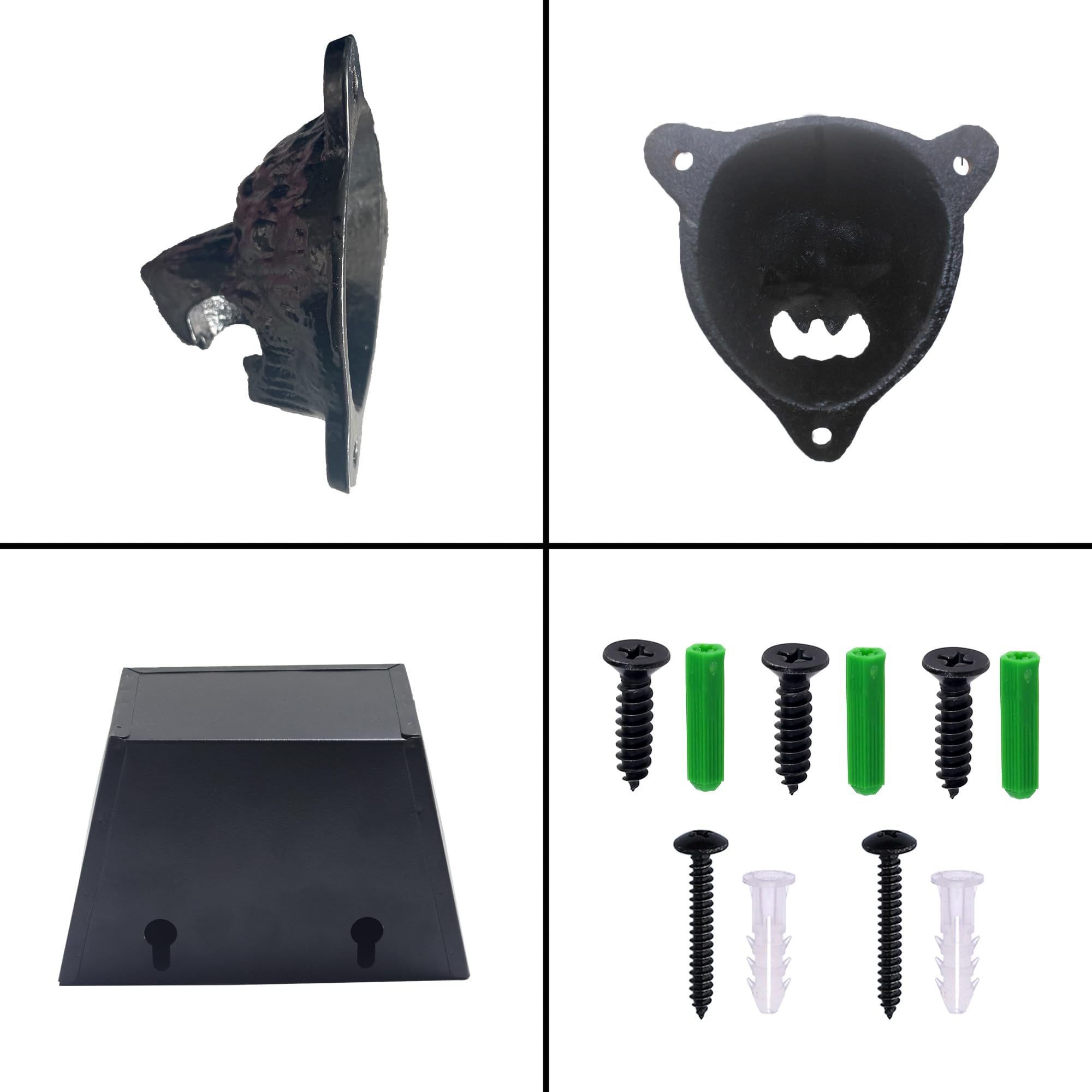 Luwanburg Black Bear Head Cast Iron Bottle Opener Wall Mounted with Cap Catcher Bundle
