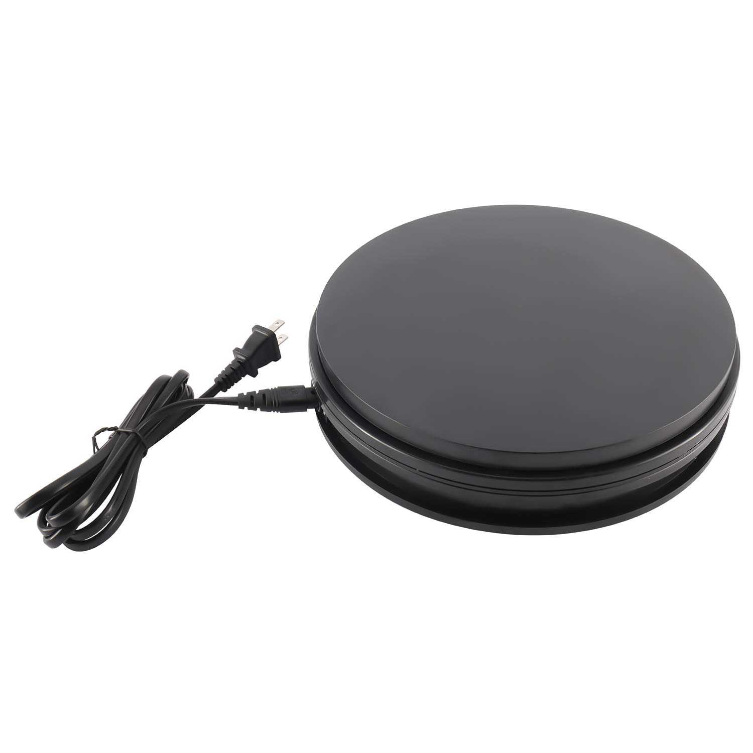Homend 110V Electric Motorized Rotating Turntable Display Stand, 10inch/25cm Diameter 22lb Load, 360 Degree Rotating in Either Direction, for Photography, Showcase (Black, 10inch/25cm)