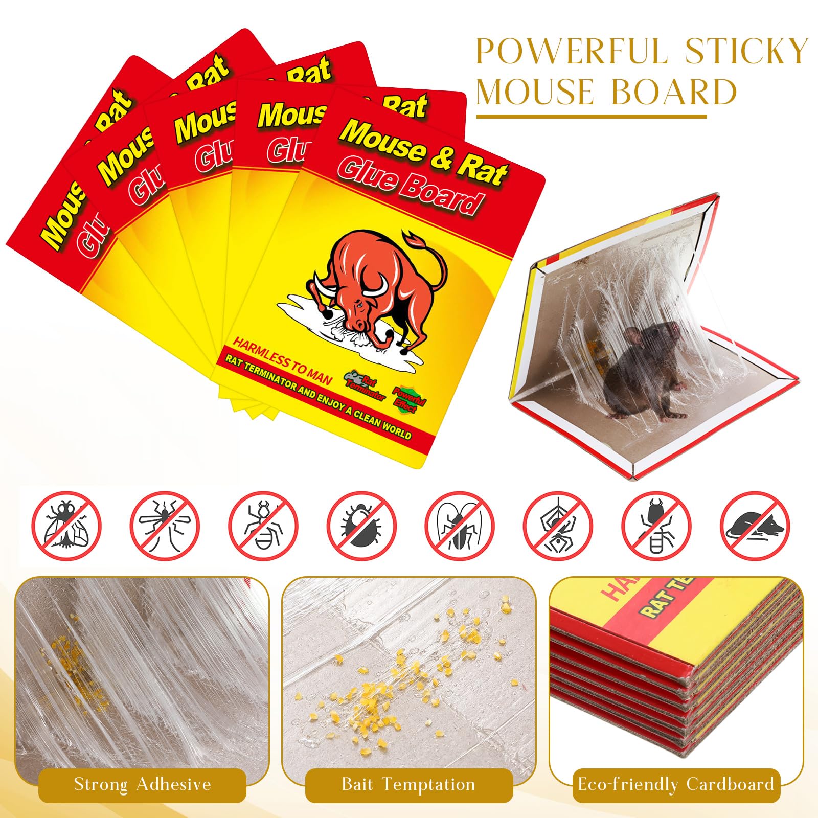 Qualirey 100 Pack Large Mouse Glue Traps with Enhanced Stickiness, 11.8" x 8" Mouse Sticky Pads Foldable Mouse Traps Sticky Pads for House Indoor Outdoor, Easy to Set(Classic Style)
