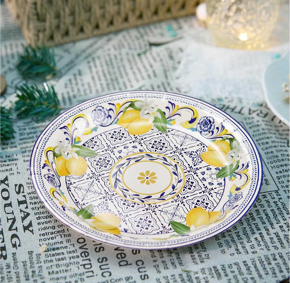 Owelleny Lemon Bridal Shower Decorations Tableware - She Found Her Main Squeeze Bridal Shower Party Supplies, Paper Plate, Napkin, Cup, Disposable Cutlery, Lemon Party Decorations Supplies | Server 24
