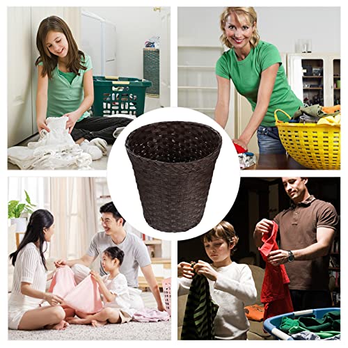 PATKAW Wicker Hamper Paper Woven Trash Can Seagrass Waste Basket Garbage Container Rubbish Bin Wicker Organizer Storage Basket Laundry Hamper Flower Plant Pot Home Office Decor Wicker Waste Basket