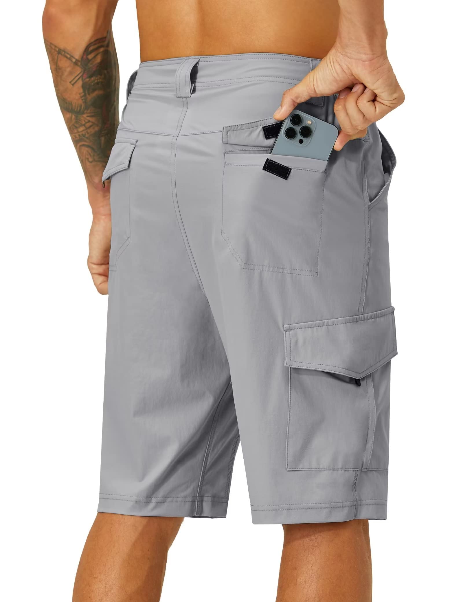 KPSUN Men's Hiking Cargo Shorts Quick Dry Lightweight Work Shorts for Golf Fishing with Multi Pockets