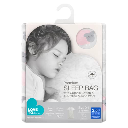 Love to Dream Organic Merino Wool Warm Baby Sleep Bag (6-18 Mo), Super Soft Temp Regulating Sleeping Sack, 2.5TOG Warm Wearable Blanket, Pink