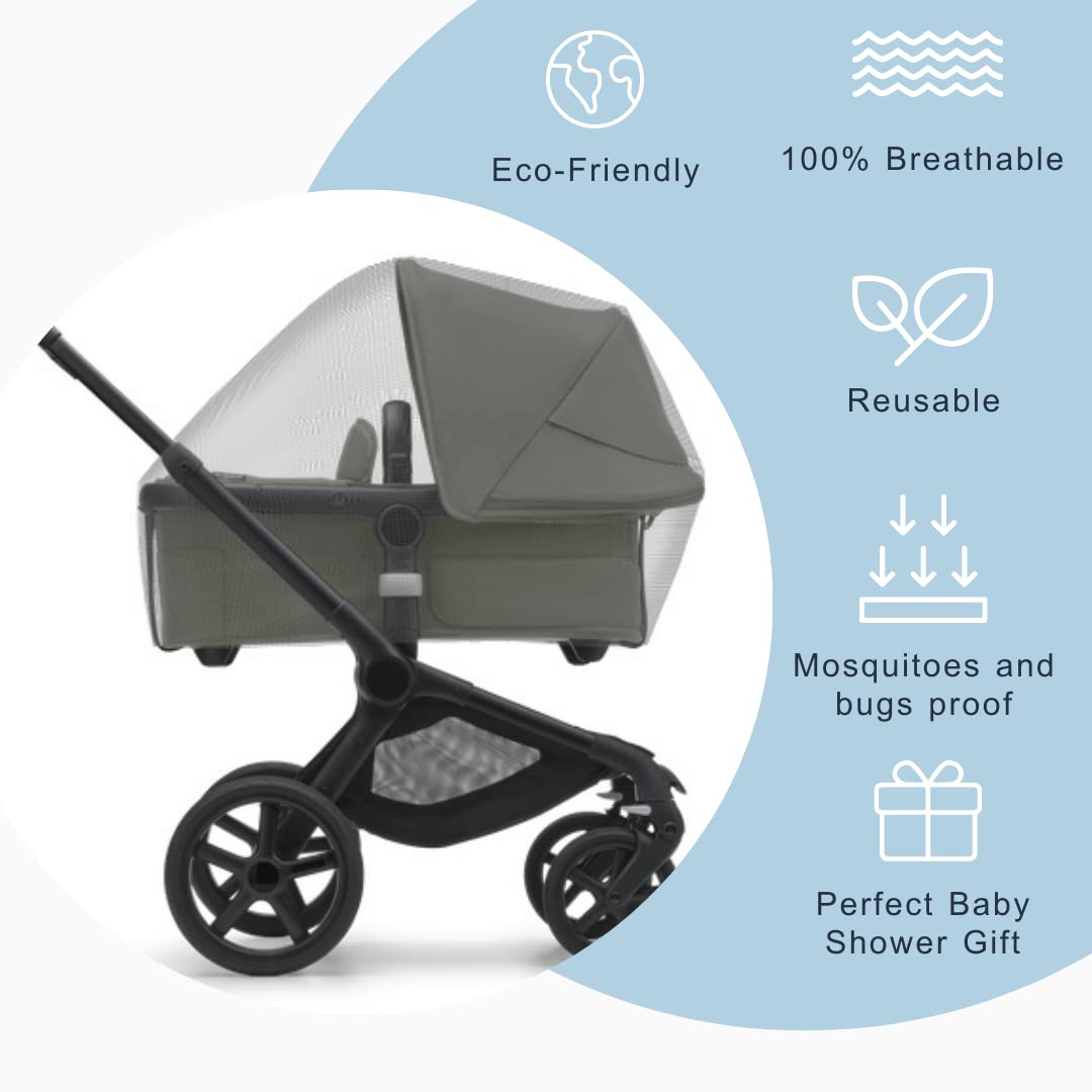 Mosquito Stroller Net Set by Kiki Babies Kiki Babies, Include 2 Multipurpose Stroller Hooks and A Baby Wipes Dispenser, Bug Net for Strollers, Bassinets, Cradles, Playards, and Portable Mini Crib