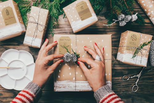 Natural Kraft Simple Christmas Gift Tags Holiday Present Stickers 2 x 3 Inch 25 Total Adhesive Labels