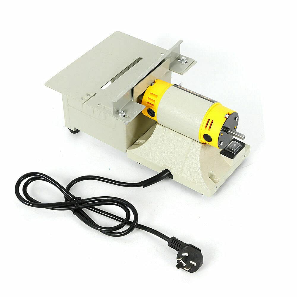 Jewelry Rock Polishing Buffer Machine Kit, 110V 350W Mini Jewelry Rock Table Saw DIY Bench Lathe Polisher for Gem Stone Jade Metal Woodworking with Complete Accessories