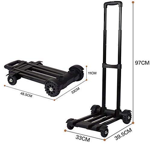 JF-XUAN Cart Foldable Trailer, Black Luggage Trolley Warehouse Truck