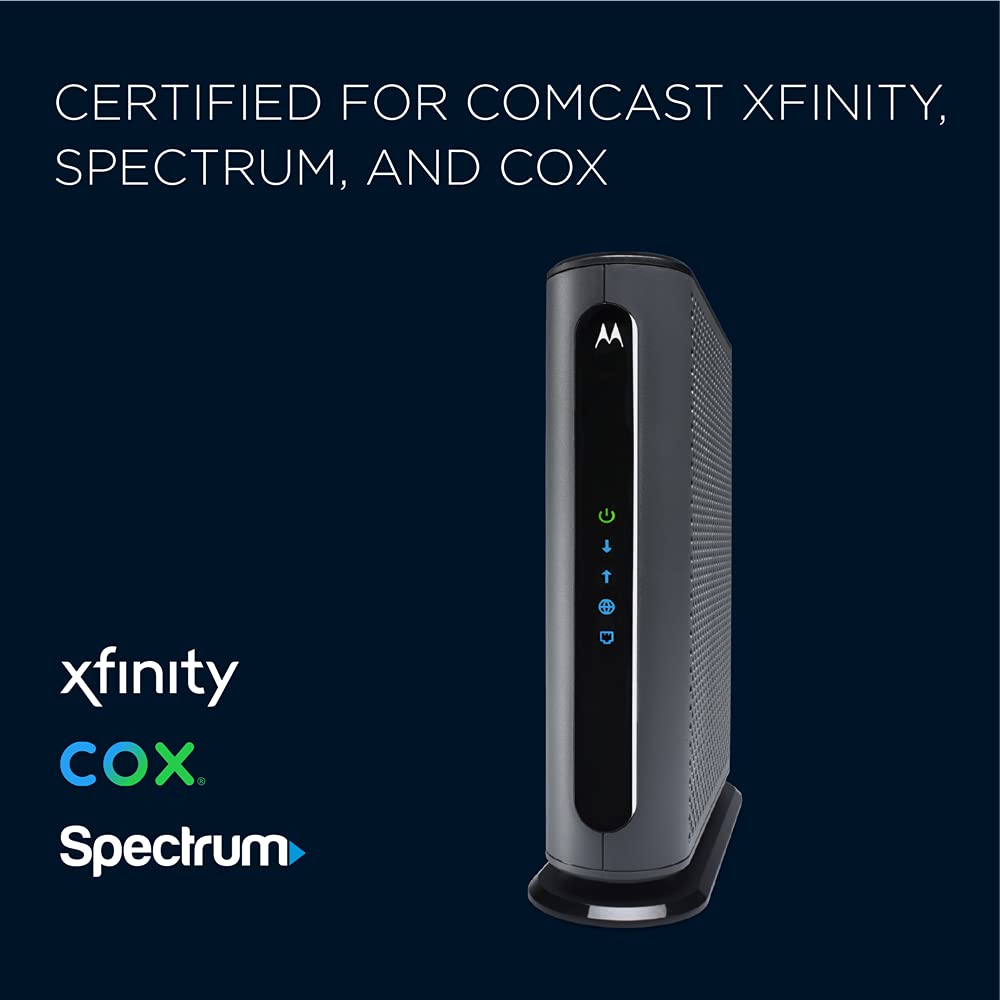 Motorola WiFi 6 Mesh (3 Pack) + Cable Modem Bundle – Q11 WiFi 6 Mesh System (3 Pack) and MB8600 Gigabit Cable Modem | Approved for Comcast Xfinity, Cox, Spectrum | AX3000 WiFi | DOCSIS 3.1