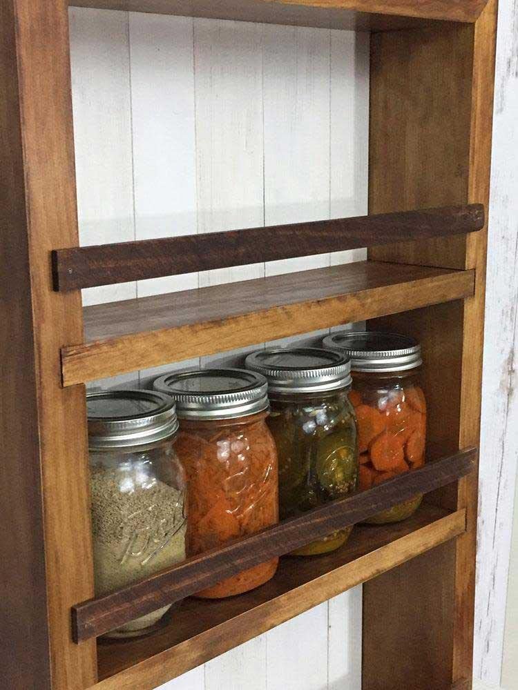 Mansfield Cabinet No. 101 - Solid Wood Spice Rack Cabinet Dark Walnut/White