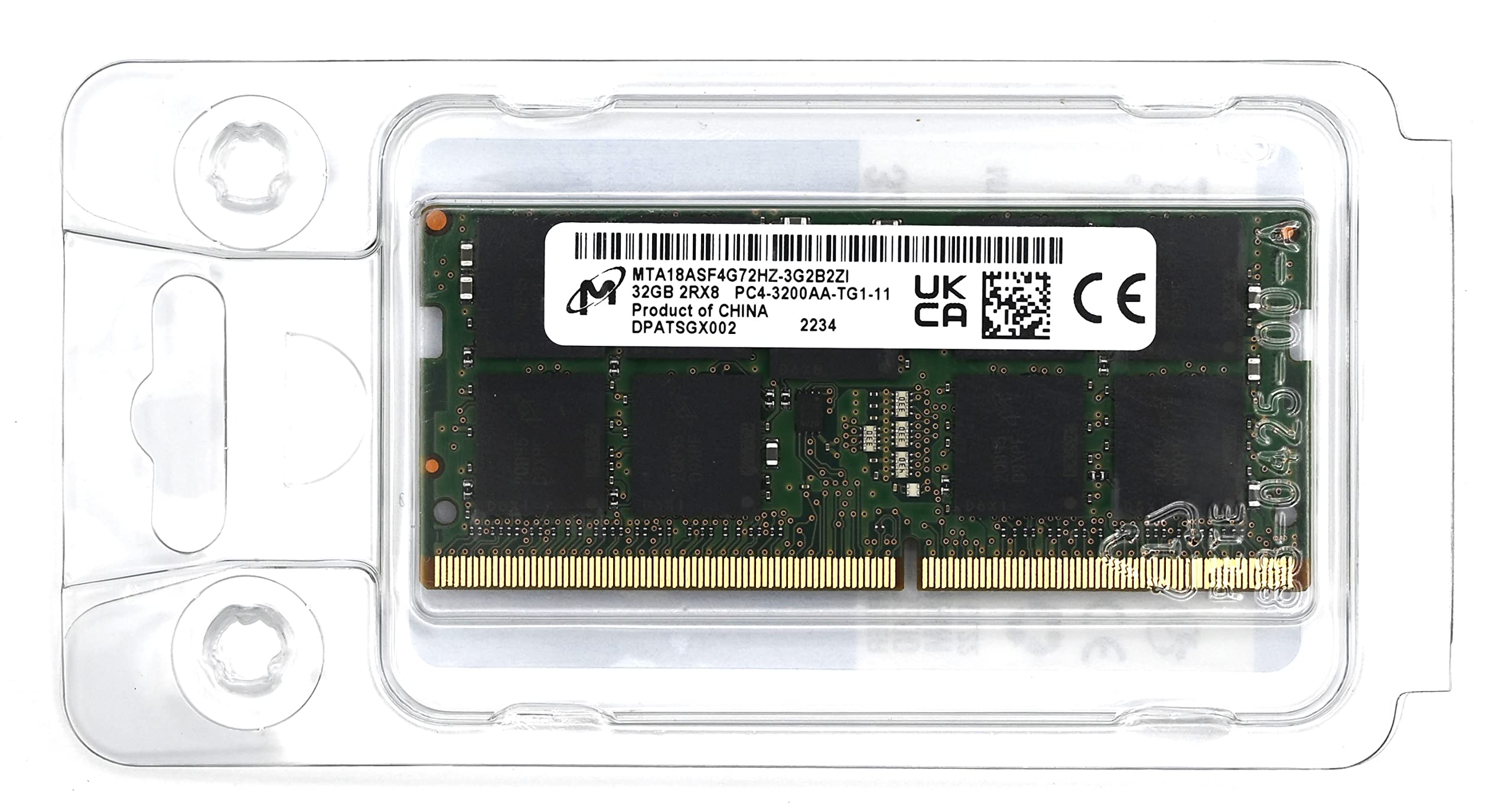 Micron 32GB DDR4 ECC Laptop RAM 3200MHz PC4-25600 SoDimm MTA18ASF4G72HZ-3G2B2R
