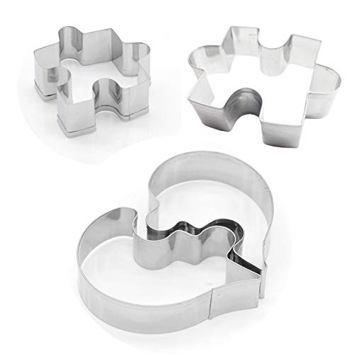 LOVE Heart Puzzle Shaped Cookie Set of 4 pcs, Stainless Steel Valentineās Day Jigsaw Puzzle DIY Fondant Cutters