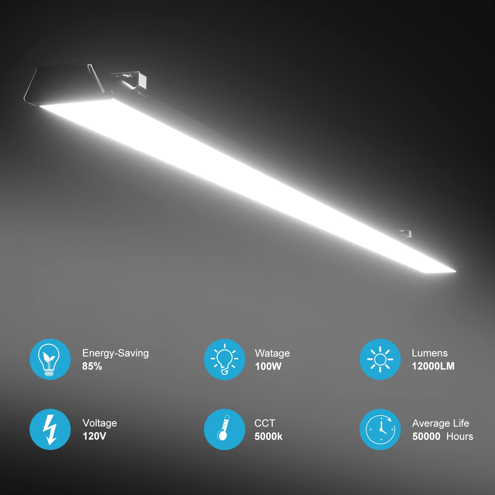 Lightdot 8FT LED Shop Light, 100W[Eqv. to 400W HPS/WH] Black LED Shop Light 8FT with 5FT Cord Switch, Surface/Suspension Mount, 5000K Daylight, Energy-Saving up to 3650W/5Y(5hrs/Day)-4Pack
